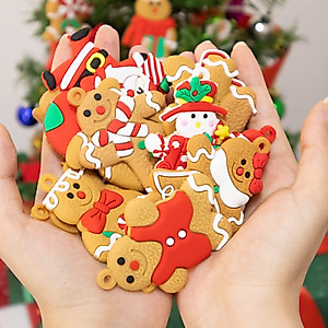 Vercoo 34 Pack Large Christmas Gingerbread Ornaments Set Gingerbread Man Ornaments Ginger Man with Strings Figurine Hanging Ornaments for Christmas Tree Decorations