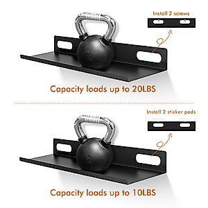 LIGHT DUST Adhesive Small Shelf for Wall - No Drill Black Metal Shelves with Lip Set of 2 Narrow Short Size - Wall Mount Storage Floating Display Rack for Kitchen Bathroom Dorm Apartment Office