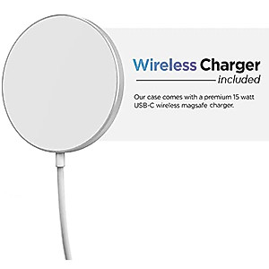 Encased 2-in-1 Magnetic Wireless Charger with Case for Samsung Galaxy S23 Ultra - MagSafe Compatible Charger is Included (2023 Ultra-6.8") Clear