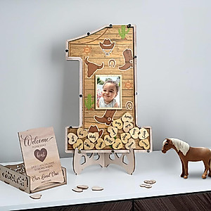 My First Rodeo Birthday - Cowboy - Cowgirl Birthday Birthday Centerpiece - 1st Birthday Decorations - Guest Book Alternatives -First Birthday Number One Shaped Photo Frame - 1st Rodeo Birthday Centerpiece Keepsake (My First Rodeo)