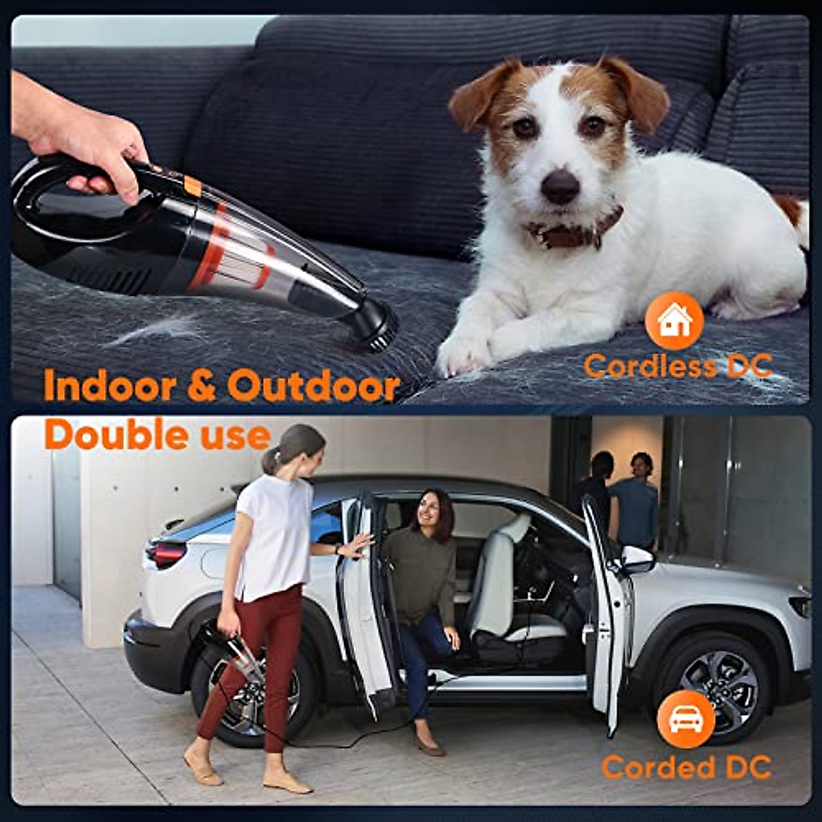 ENGINDOT Car Vacuum Cleaner, 8Kpa High Power Handheld Vacuum, 30 Mins Runtime 12V Cordless Car Vacuum, 2-Way Powered, Accessories Kit for Car Interior and Home Cleaning