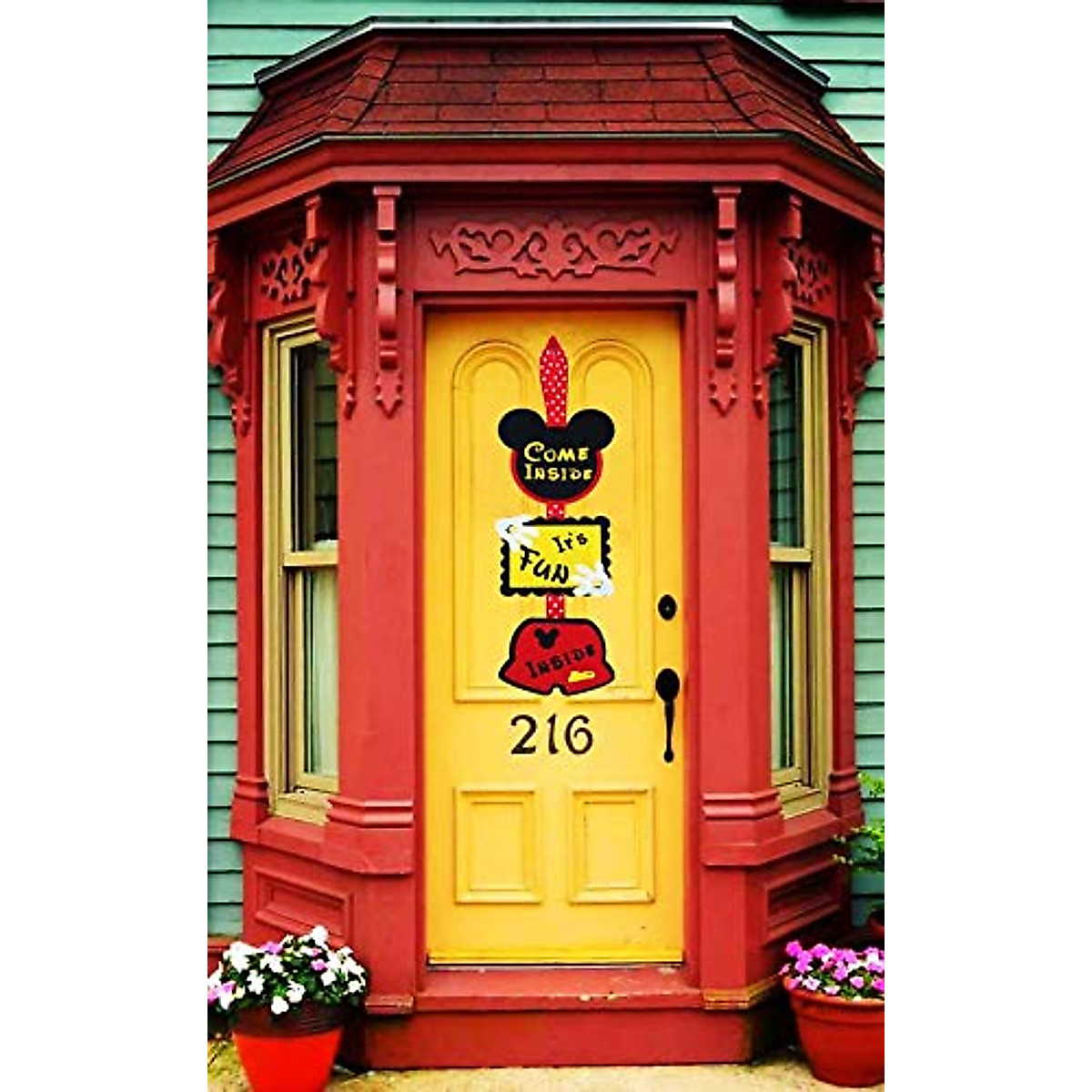 RORARO Mickey Mouse Birthday Welcome Door Sign Felt Decorations Welcome Hanger-Come inside its fun inside-Disney Decorations Supplies Birthday banner Party Favor