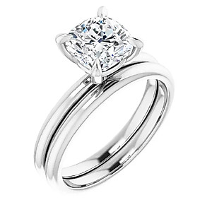 Handmade Cushion Moissanite Engagement Ring Set 2 Carat Solitaire Bridal Wedding Ring Set for Women VVS Colorless Gifts (925 Silver (White Gold Plated))