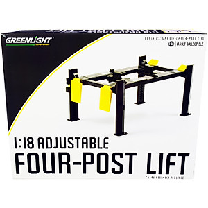 Greenlight 13591 Four-Post Lift - Dark Gray with Yellow Ramps 1/18 Scale Diecast