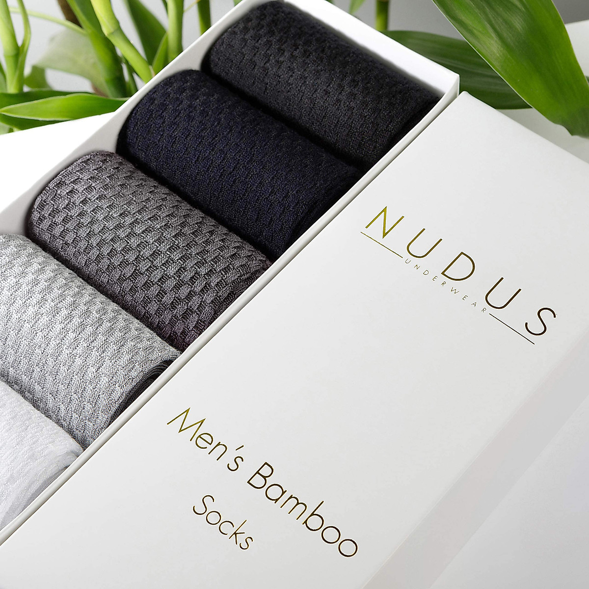 NUDUS Men’s Bamboo Rayon Quarter Socks, 5-Pair Box, Super Breathable, Soft, Thin