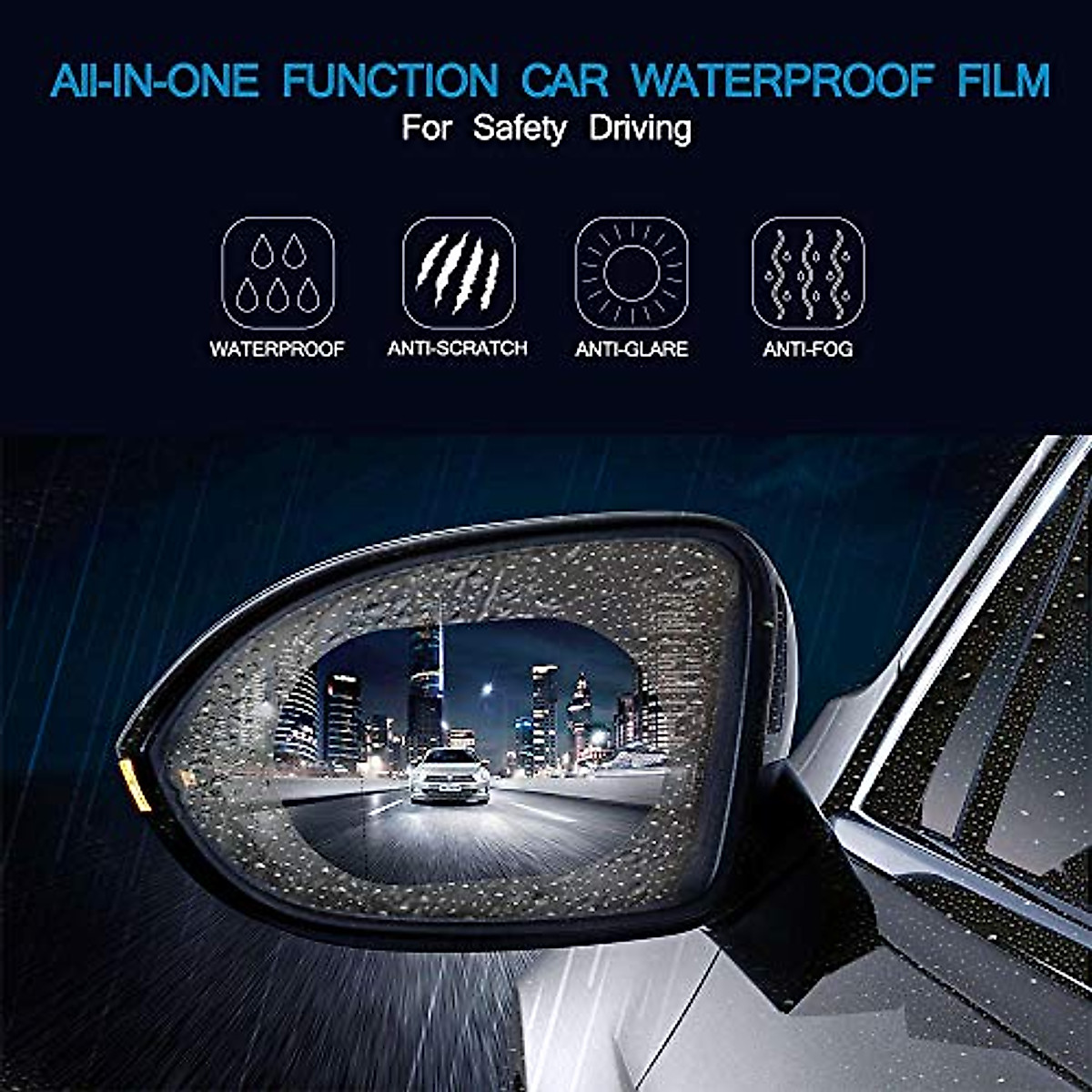 AutoEC 10PCS Car Rearview Mirror Film Waterproof Rainproof High-Definition Transparent Nano-Coated Membrane Protective Sticker, Rain Proof Film for Car Window, Rearview Film for Safe Driving
