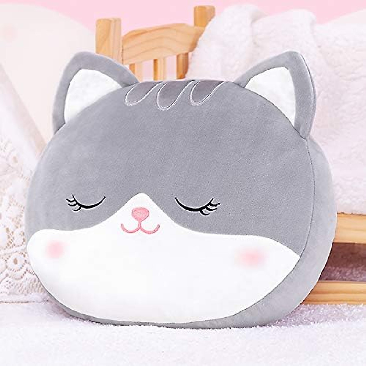 Lazada Kids Pillow Cat Plush Pillows Toy Soft Gift Baby Girl Gifts Gray 15 Inches