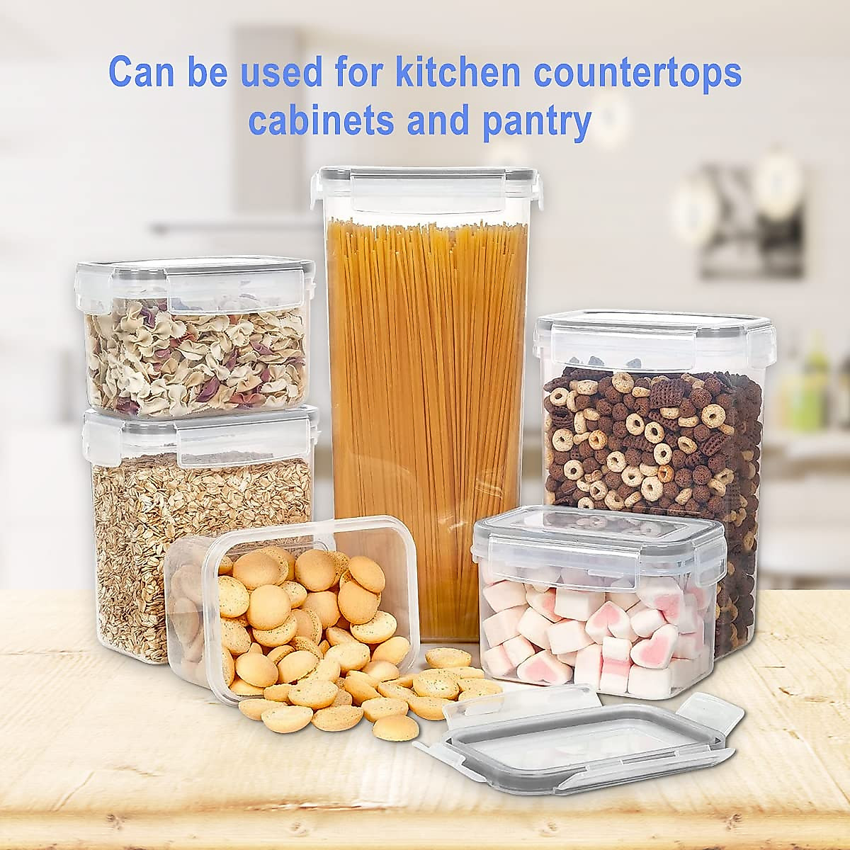 8 PCS Plastic Storage Containers for Kitchen Pantry Organization and Storage,Airtight Food Storage Containers Set with Lids, Cereal and Sugar