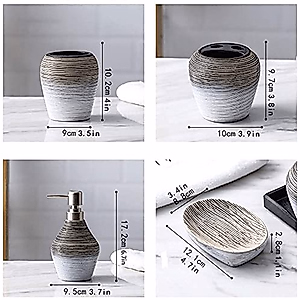 MADPET Soap Dispenser for Bathroom Kitchen, Bathroom Accessories Set Vintage Handmade Ceramic Bathroom 5-Piece Toilet Set Bathroom Supplies Set Wash Set, Toothbrush Cup Holder