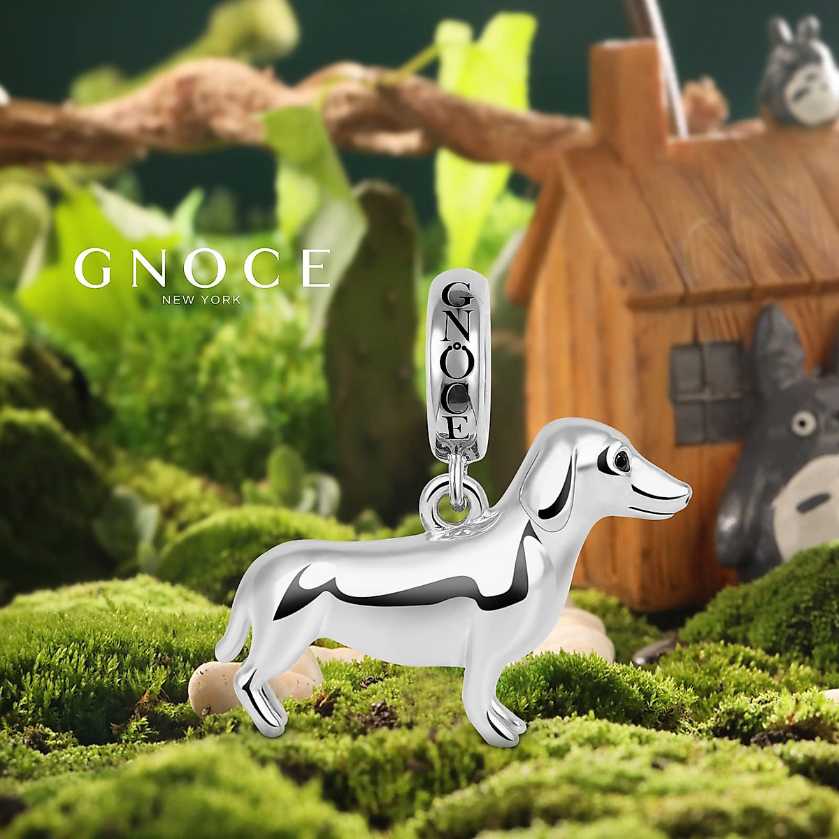 GNOCE Dachshund Charms for Bracelet 925 Sterling Silver Polished Puppy Charms Fit Necklace Pets Charms for Women Jewelry Gift