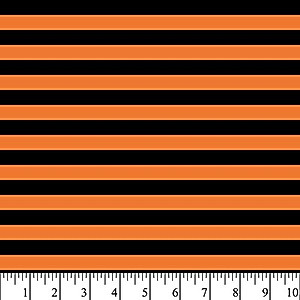 Halloween Stripes Cotton Fabric, Precut 1 Yard Pieces