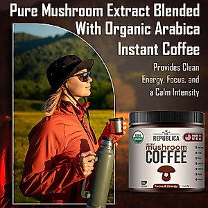 La Republica Organic Mushroom Coffee (30 Servings) with 7 Superfood Mushrooms, Great Tasting Arabica Instant Coffee, Includes Lion's Mane, Reishi, Chaga, Cordyceps, Shiitake, Maitake, and Turkey Tail