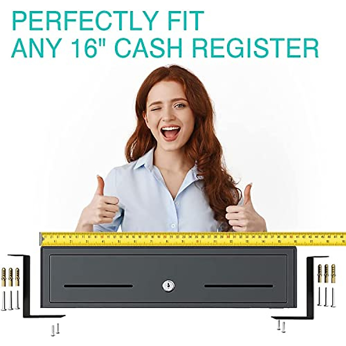 Skywin Cash Drawer Under Counter Mounting Brackets - Heavy Duty Steel Mounting Brackets for Installation of 16" Cash Registers Drawer Under The Counter (1)