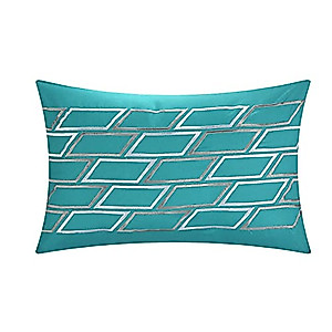 Chic Home Laredo Chevron and Geometric Printed Reversible Comforter Sheet Set, Full, Aqua