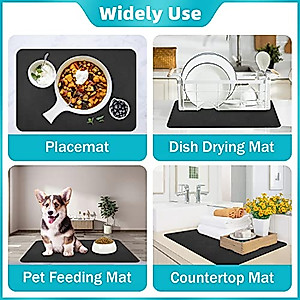 Coffee Maker Mat for Countertops: Coffee Mat Absorbent Coffee Bar Mat for Kitchen Hide Stain Rubber Backed, 12" X 17" Coffee Bar Accessories Fit Under Coffee Machine Coffee Pot Appliance Mats (Black)