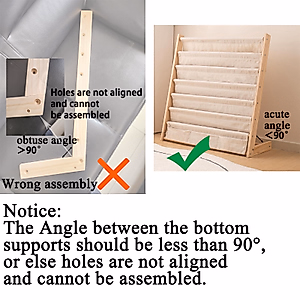 Wooden Bookshelf for Kids Wood Bookrack Canvas Book Storage Shelf Display Bookshelf 6 Tier Kids Book Rack for Bedroom Living Room Playroom Storage Organizer Natural (29.52" L x 11.81" W x 31.10" H)