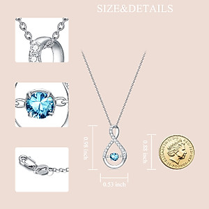Infinity Pendant Necklace for Women 925 Sterling Silver Sparkle Birthstone Necklaces Anniversary Birthday Fine Jewelry Gifts for Women 18"-20"