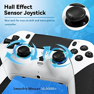 TERIOS Wireless Controller Compatible with PS4/PS4 Pro/PS4 Slim, (No Drift) Control for PS4 with Hall Sensor Joystick-Speakers-6 Axis Motion Sensor-Programming-Auto Turbo Function (Hall Black)