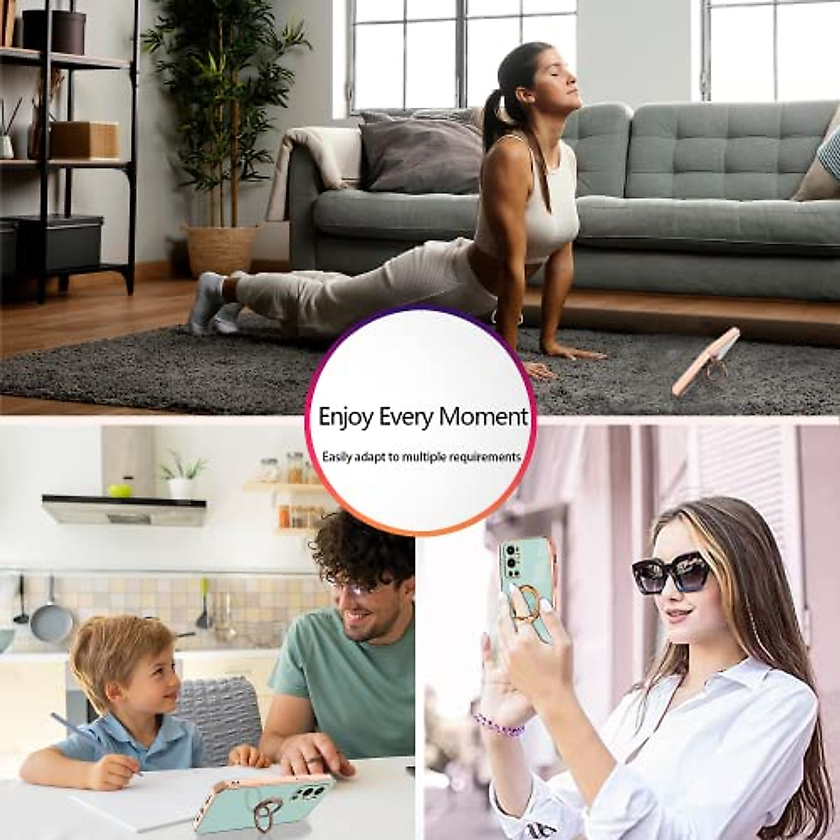 Jancyu Compatible with Oneplus 9 Pro case, Phone Cases for Oneplus 9 Pro with Ring Holder, 360 Degrees Protective Silicone Magnetic Car Holder (Green)