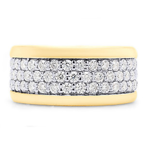 SAVEARTH DIAMONDS 1 3/4 cttw Round Lab Created Moissanite Diamond 3-Row Eternity Stackable Wedding Band Ring In 14K Yellow Gold Over Sterling Silver 1 1/2 Cttw Size-7.5