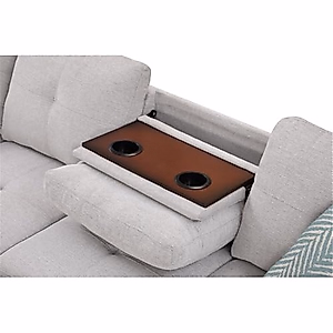 Devion Furniture Polyester Fabric Sectional Sofa with Lift-top Storage Ottoman, Tufted Design, in Light Gray Finish