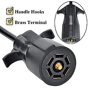 Oyviny 7 Way Round to 5 Way Flat Coiled Trailer Plug Adapter 7 Pin to 5 Pin Trailer Coiled Wiring Adapter Full Length 5 Foot (60 inches)