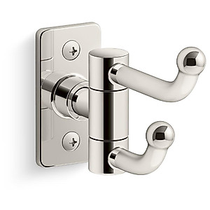 Kohler K35927-SN Castia by Studio McGee Double Hook Robe Hook Vibrant Polished Nickel