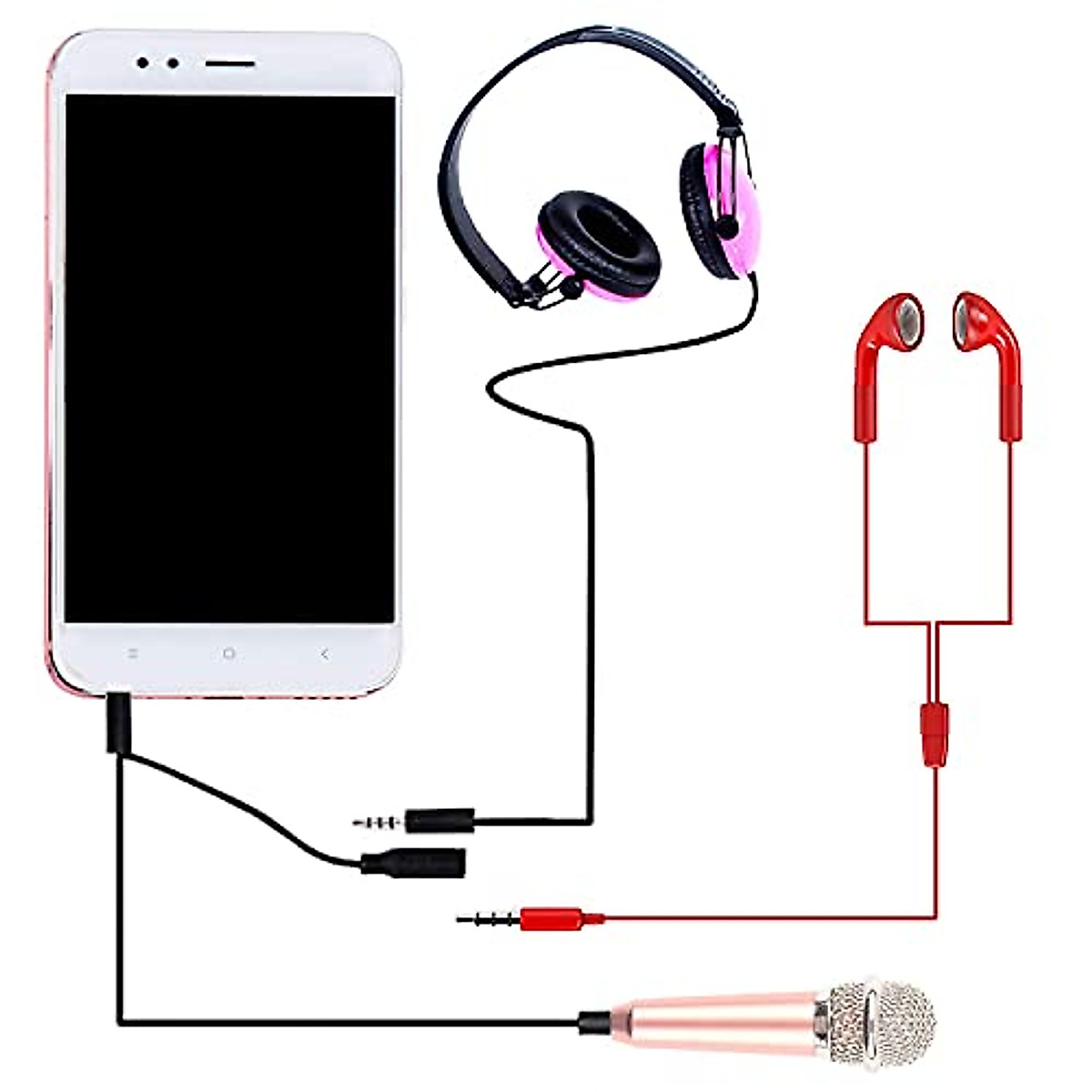 LOCOLO 4Pcs Mini Microphone with Omnidirectional Stereo Mic for Voice Recording, Portable Microphone Chatting and Singing Compatible with Smartphone