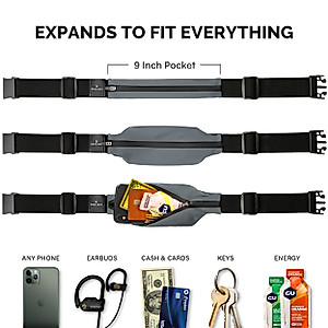 Slim Running Belt for Women & Men [Fits ALL Phones], Runners Fanny Pack for Men, Running Belt, Money Belt, Running Gear, Waist Bag Workout Gear, Fishing Belt, iPhone Running Phone Holder Waist Pack