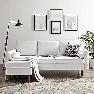 Modway Revive Modern Upholstered Fabric Right or Left Sectional Sofa Couch, White