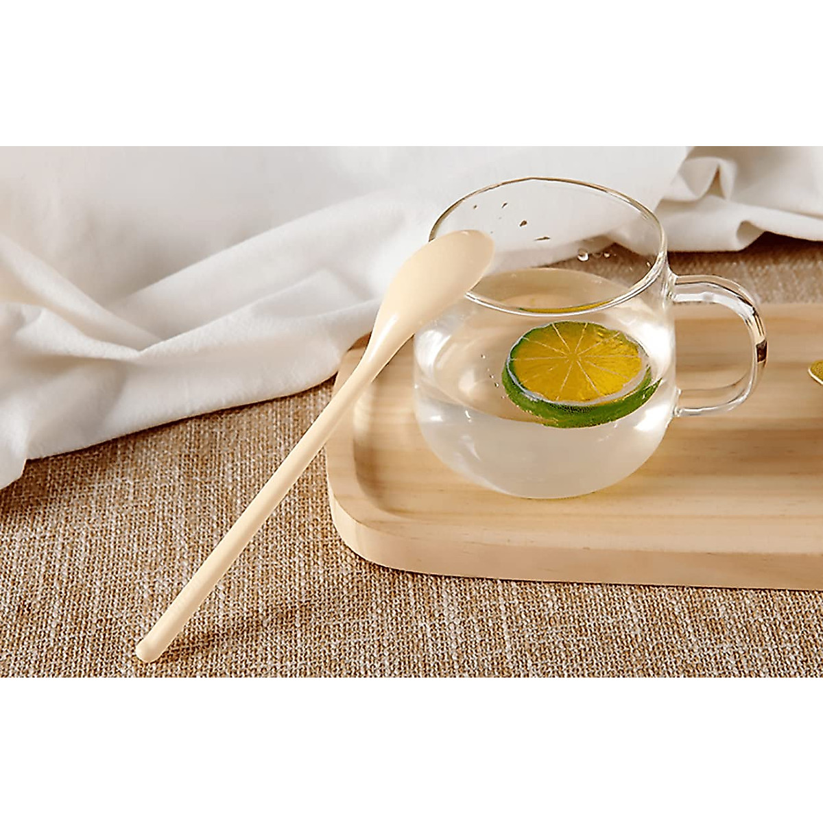 Dadamong 5Pcs Melamine Long Handle Mixing Spoon 7.2 Inch, Coffee Spoons Colorful Plastic Latte Machiatto, Tall Iced Tea, Ice Cream Sundae, Cocktail, Hot Chocolat Stirring Longdrink Spoons