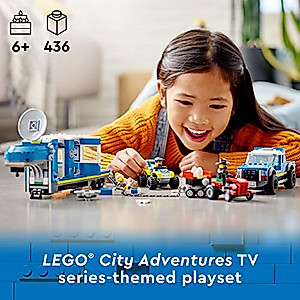 LEGO City Police Mobile Command Truck Toy 60315 with Prison Trailer, Drone, Tractor and ATV Car Toys Plus 4 Minifigures, Summer Building Toy Ideas for Outdoor Play for Kids Ages 6 Plus