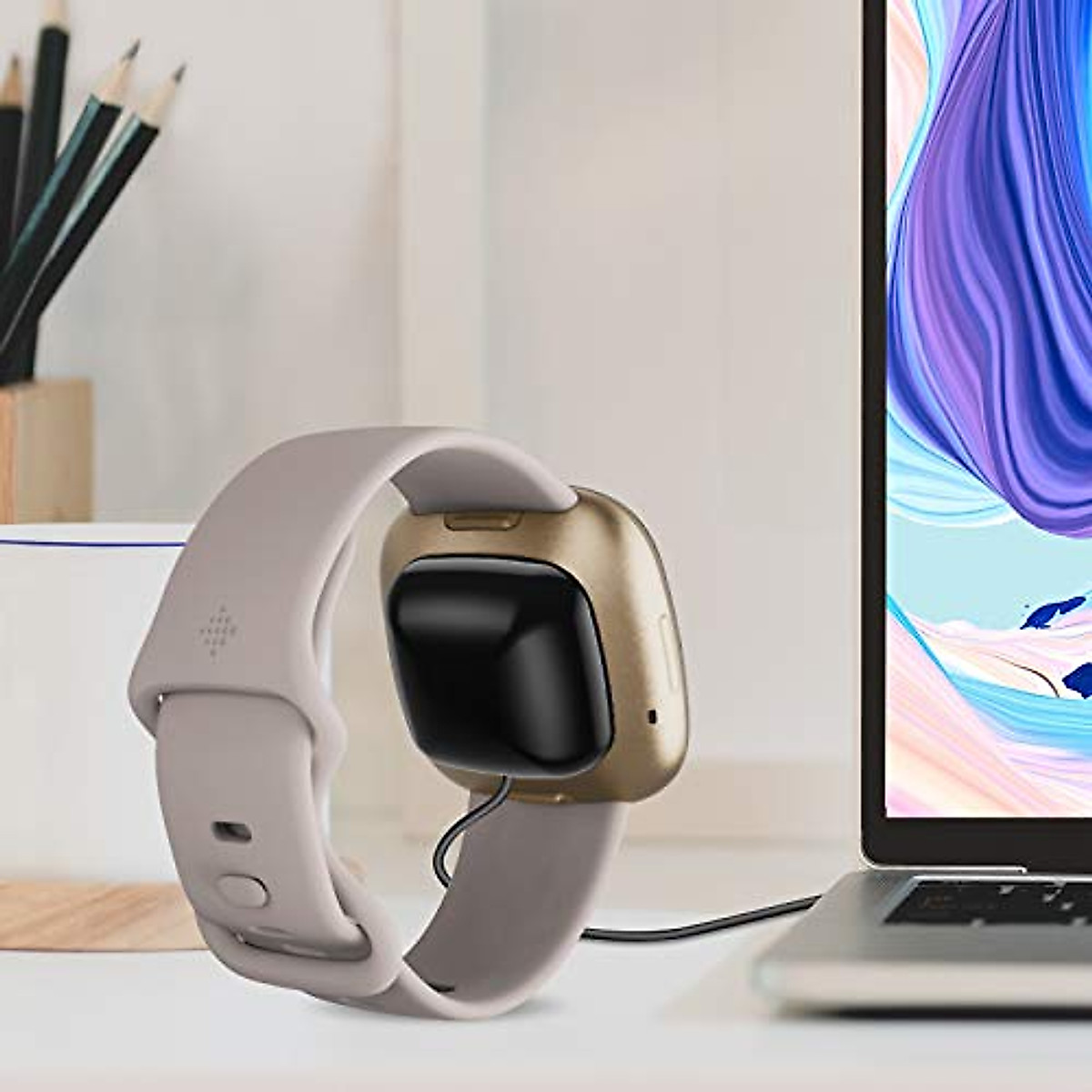 KIMILAR (2 Pack) Charger Compatible with Fitbit Sense/Fitbit Sense 2, Fitbit Versa 3 / Fitbit Versa 4, Replacement Charging Charger Cable Compatible with Fitbit Versa 4 / Fitbit Sense 2 Smartwatch