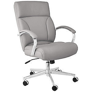 Amazon Basics Modern Executive Chair, 275lb Capacity with Oversized Seat Cushion, Grey Bonded Leather, 29.13"D x 25.2"W x 43.11"H