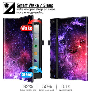 VORI Folio Case for Amazon Fire HD 8 Tablet (8th/7th/6th Generation, 2018/2017/2016 Release), Slim Premium PU Leather Stand Protective Cover with Auto Wake/Sleep, Nebula