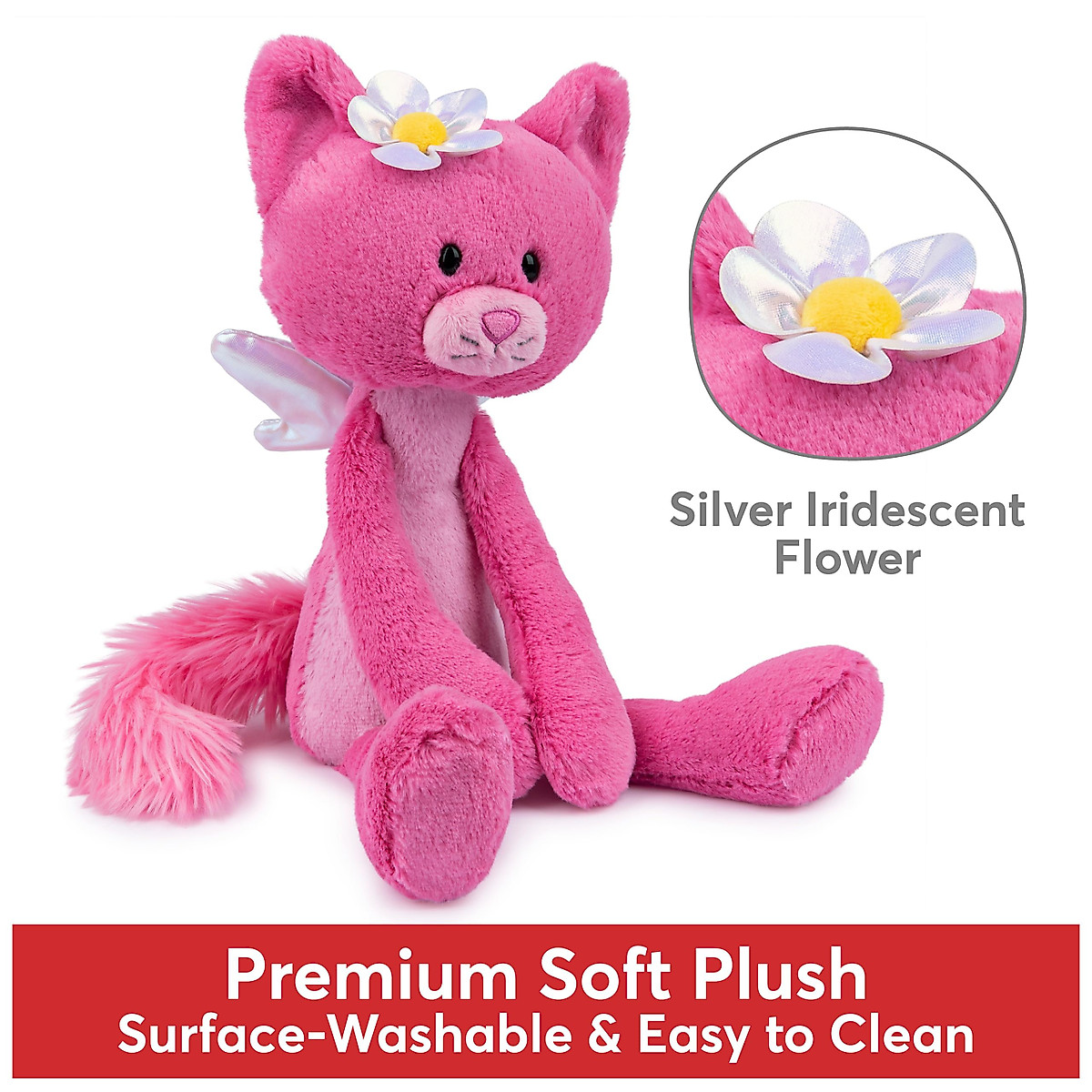 GUND Take Along Friends, Maeve Rose Fairy Cat Plush Toy, Cat Stuffed Animal for Ages 1 and Up, Pink, 15”