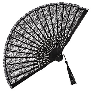 Dance Fans Hand Fan Foldable Sequin Folding Fans Silk Fans Chinese Folding Fan Tassel Fan Spanish Hand Fans Retro Folding Floral Hand Fans Lace Victoria Miss