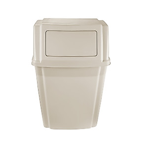 Rubbermaid Commercial Products Profile Wall Mount Trash/Garbage Can/Bin, 15 GAL, for Corridors/Washrooms/Schools/Kitchens, Beige