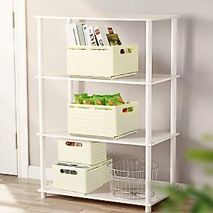 Homsorout Organization and Storage - Expandable Storage Bins 3 Packs, Plastic Closet Storage Bins, Collapsible Storage bins with Deep Drawers, Stackable Organizer Bins for Home, Beige