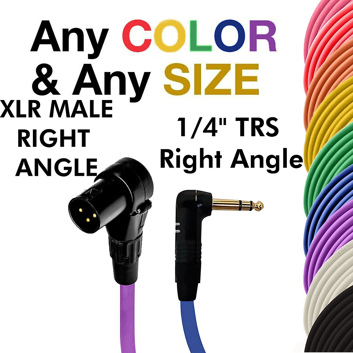 COLUBER CABLE Right Angle XLR Male to Right Angle 1/4" TRS - 5 Feet - Black - Pro 3-Pin Microphone Connector for Powered Speakers, Audio Interface or Mixer for Live Performance & Recording