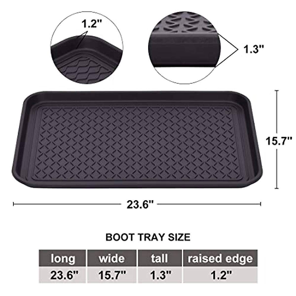 Flyowl Boot Tray for Entryway Indoor, 2 Pack 24 x 16 inch Heavy Duty Shoe Mat for All Weather, Use to Store Shoes&Boot, Pets' Feeder, Plants, Tools.