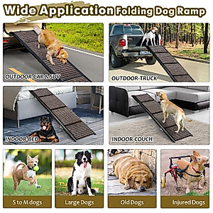 Extra Long 67" Wide 19.7" Dog Car Ramp, Outdoor Dog Ramp with Anti-Slip Surface for Dogs to Get Into Car,SUV,Truck & Porch Steps, Folding Pet Stairs Ramp for Medium & Large Dog Up to 250LBS (Grey)