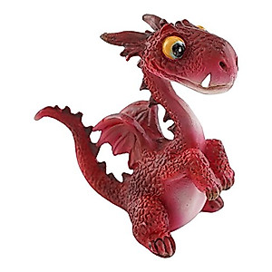 Top Collection Miniature Fairy Garden and Terrarium Mini Dragon Statue, Red