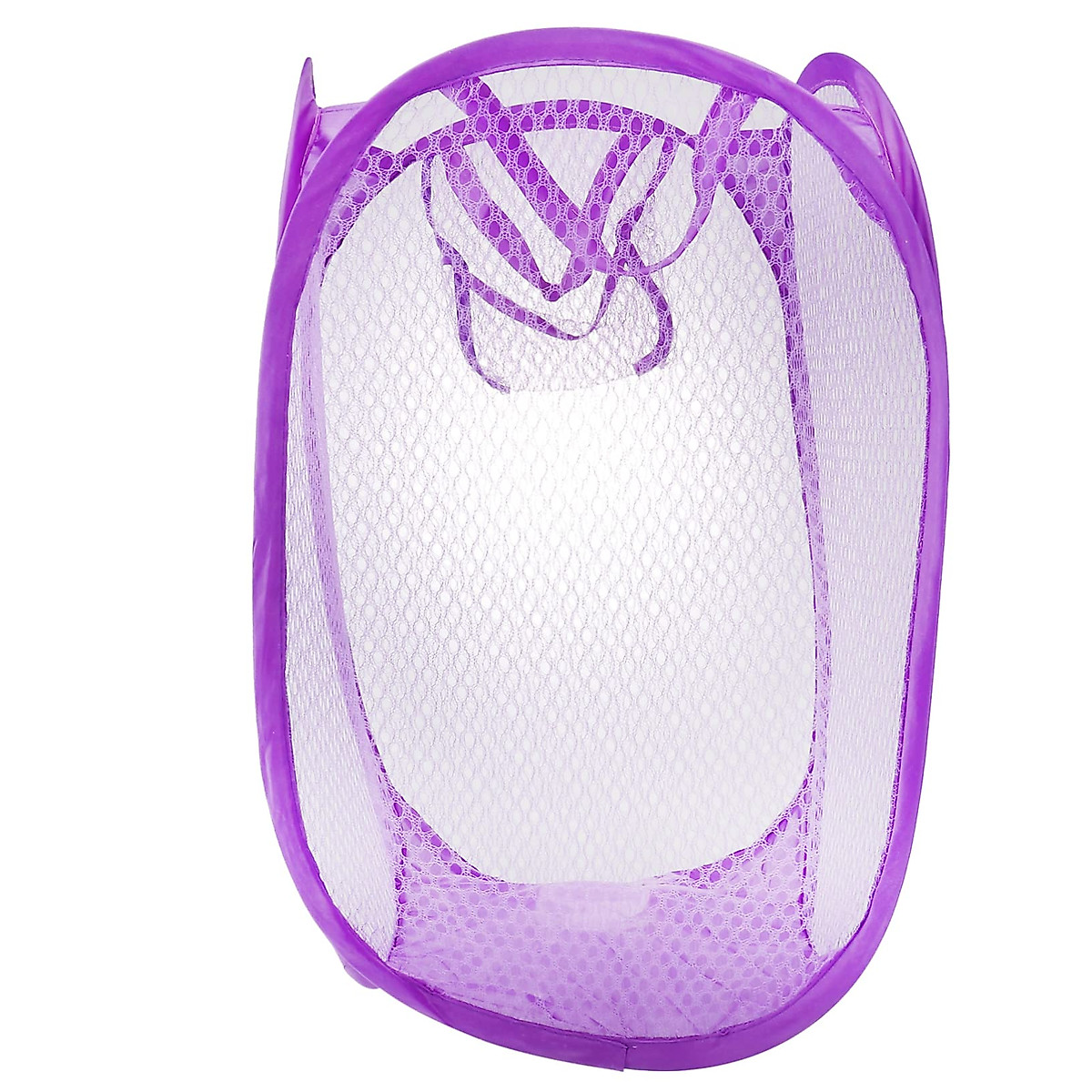 VILLFUL Foldable Mesh Laundry Basket Hamper with Easy Open Design for College Dorms Portable Clothes Storage with Carry Handles and Side Pocket for Convenience