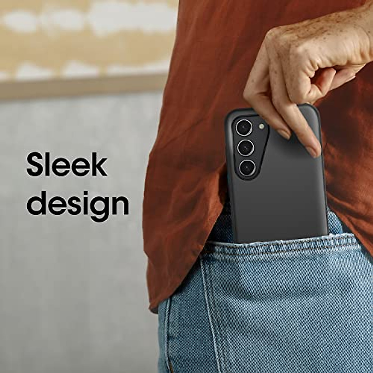 OtterBox Galaxy S23 Symmetry Series Case - Single Unit Ships in Polybag, Ideal for Business Customers - BLACK, ultra-sleek, wireless charging compatible, raised edges protect camera & screen