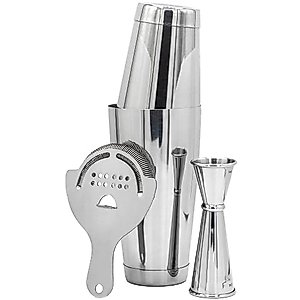 The Art of Craft Professional Cocktail Shaker Set Bartending Kit: Weighted Boston Shaker Tins, Hawthorne Strainer and Japanese Jigger