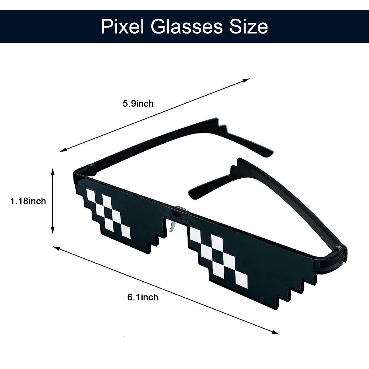 Lorigun Thug Life Sunglasses Pixelated Mosaic Glasses Party Glasses MLG Shades (12 Pixels)