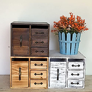 Juleduo Beauty Organizer 4 Drawers - Wooden Cosmetic Storage Box for Neat & Home Office Desk &Organize &Storing of Makeup Tools,Bathroom Counter-top & Storage (Rustic White)