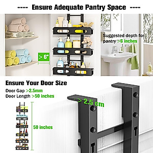 GONAT 6 Tier Shower Caddy Organizer, Over The Door Storage Hanger,Shower Shelves Rack with Door Hook, Bathroom Storage Hanger and Organizer, Cabinet Spice Storage Hanger (6 * 6' Wide Bakets, Black)