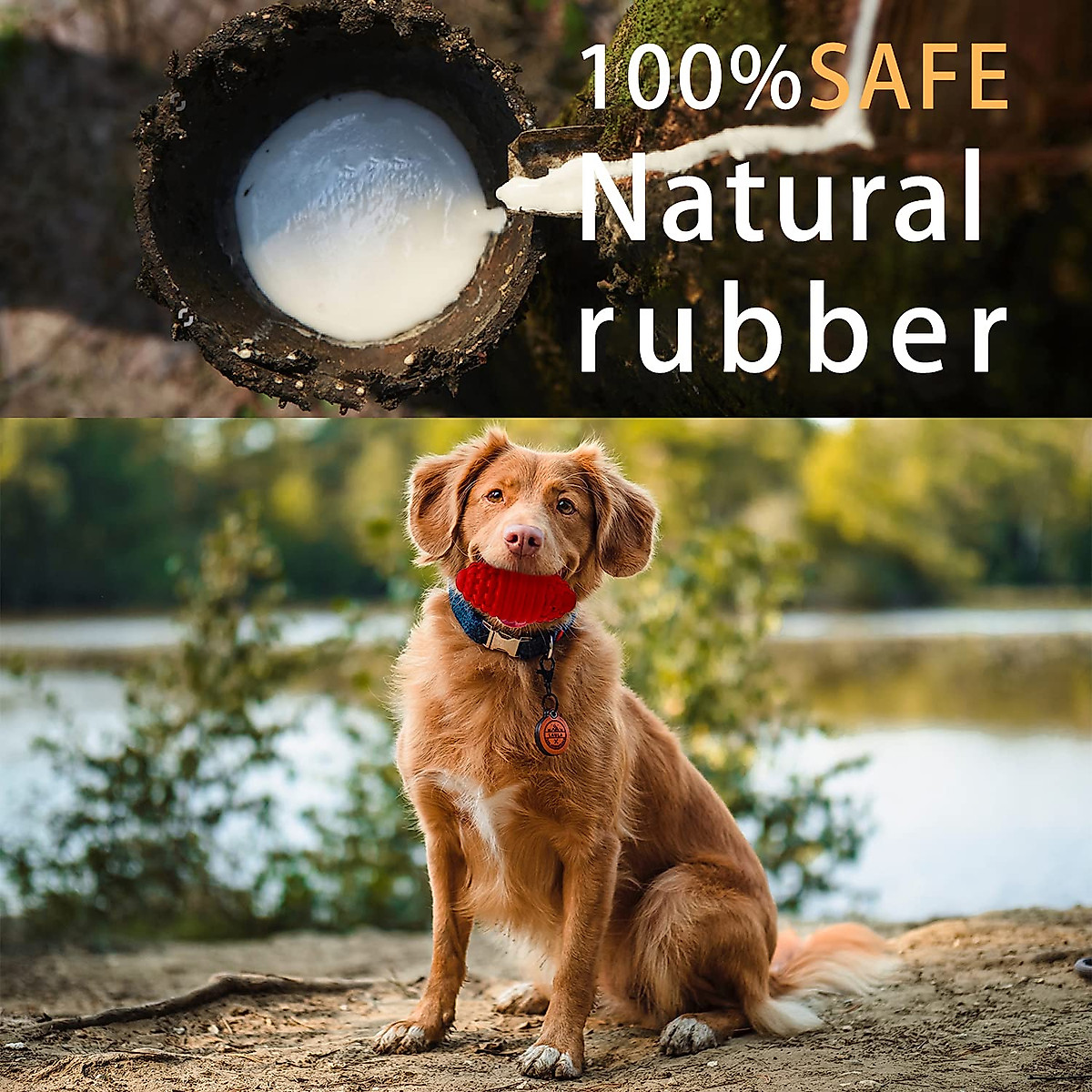 HUASONG Squeaky Football Dog Toys for Aggressive Chewers: Non-Toxic Natural Rubber Puppy Chew Ball with Squeaker, Almost Indestructible and Durable Pet Toy for Medium and Large Breed